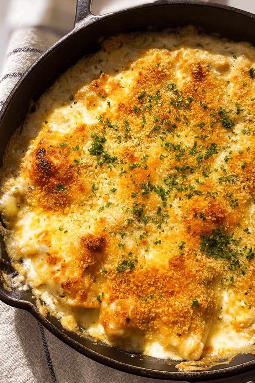 Creamy Baked Fish with Garlic Shrimp and Lemon Sauce Recipe